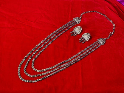 बकुळी हार + कानातले | Silver Bakuli Har + Kanatle – PrajaktaRaj